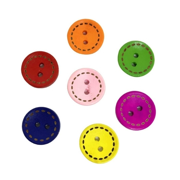 Botones de madera x30 piezas, Pointer - Cactus Mayorista