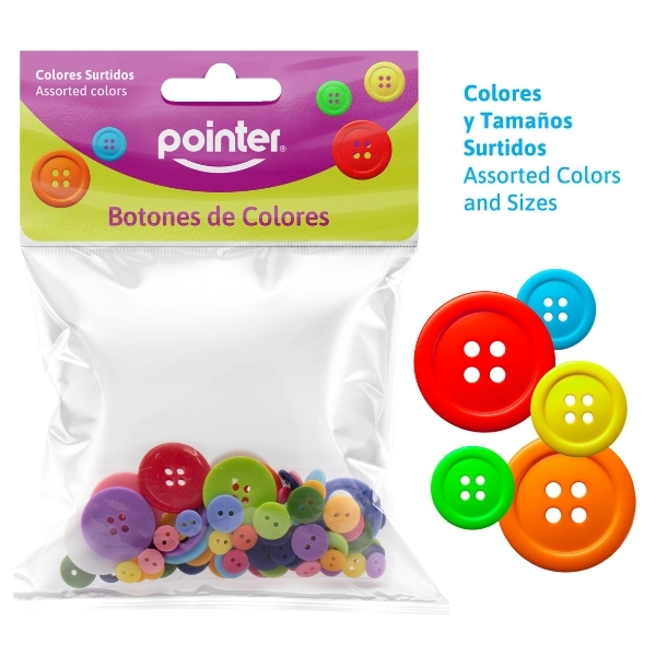 Botones de Plastico x90 piezas, Pointer - Cactus Mayorista