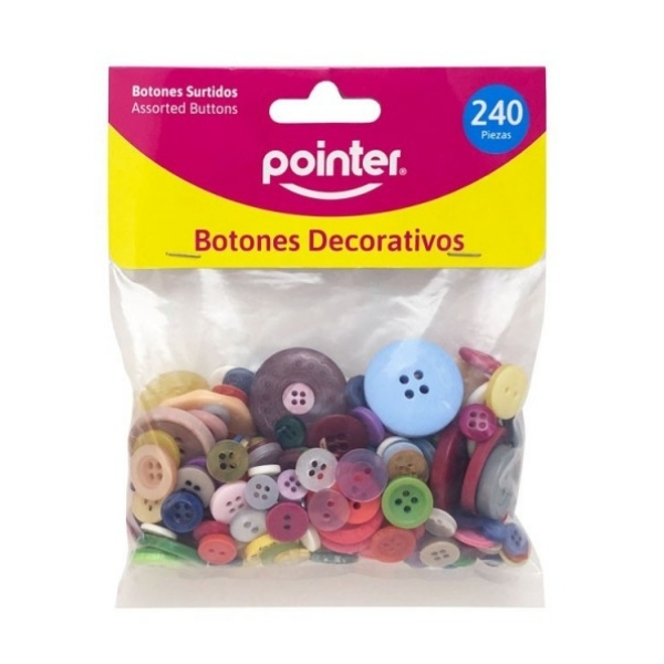 Botones de plastico x240 piezas, Pointer- Cactus Mayorista