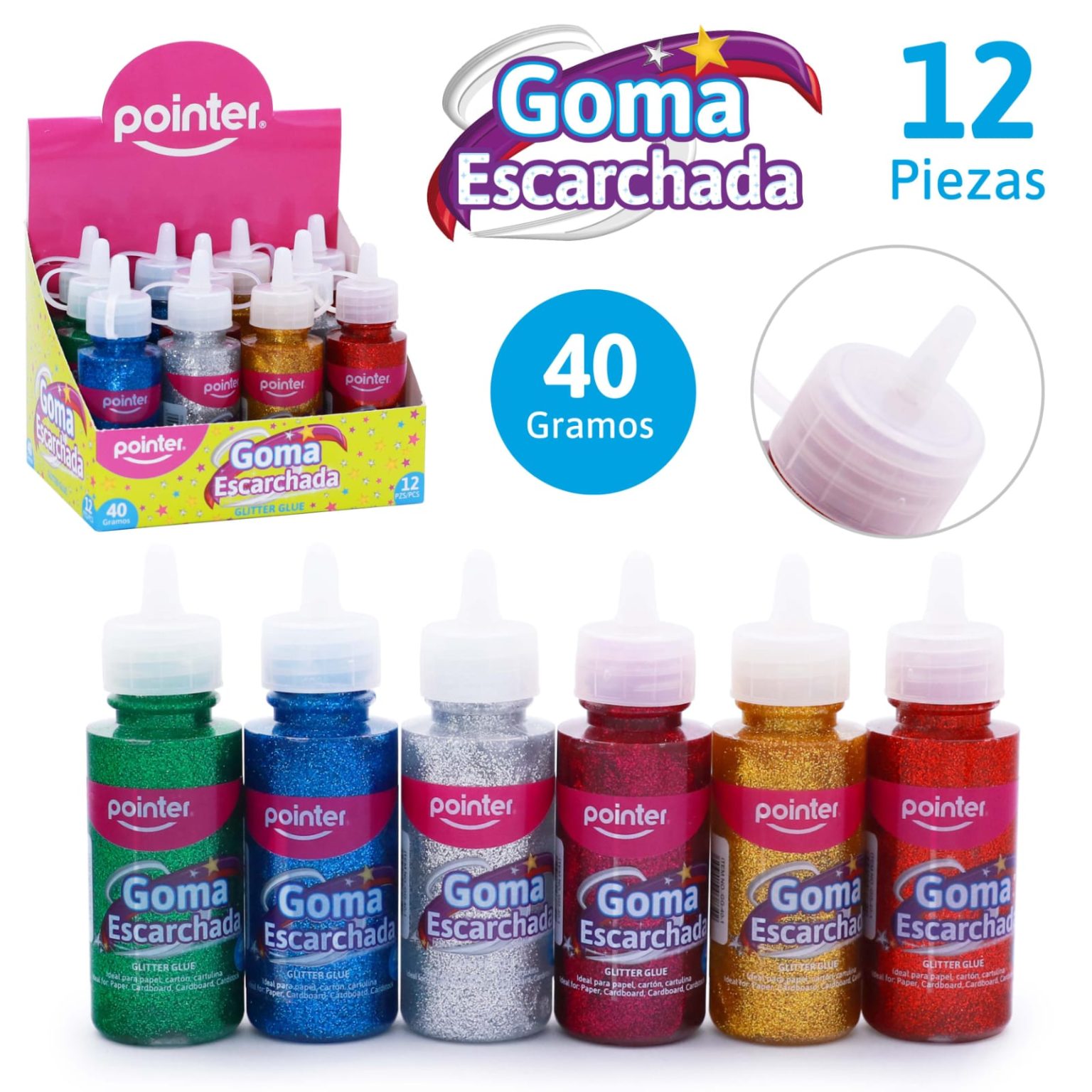 Goma escarchada con glitter pointer de 50grs - Cactus Mayorista